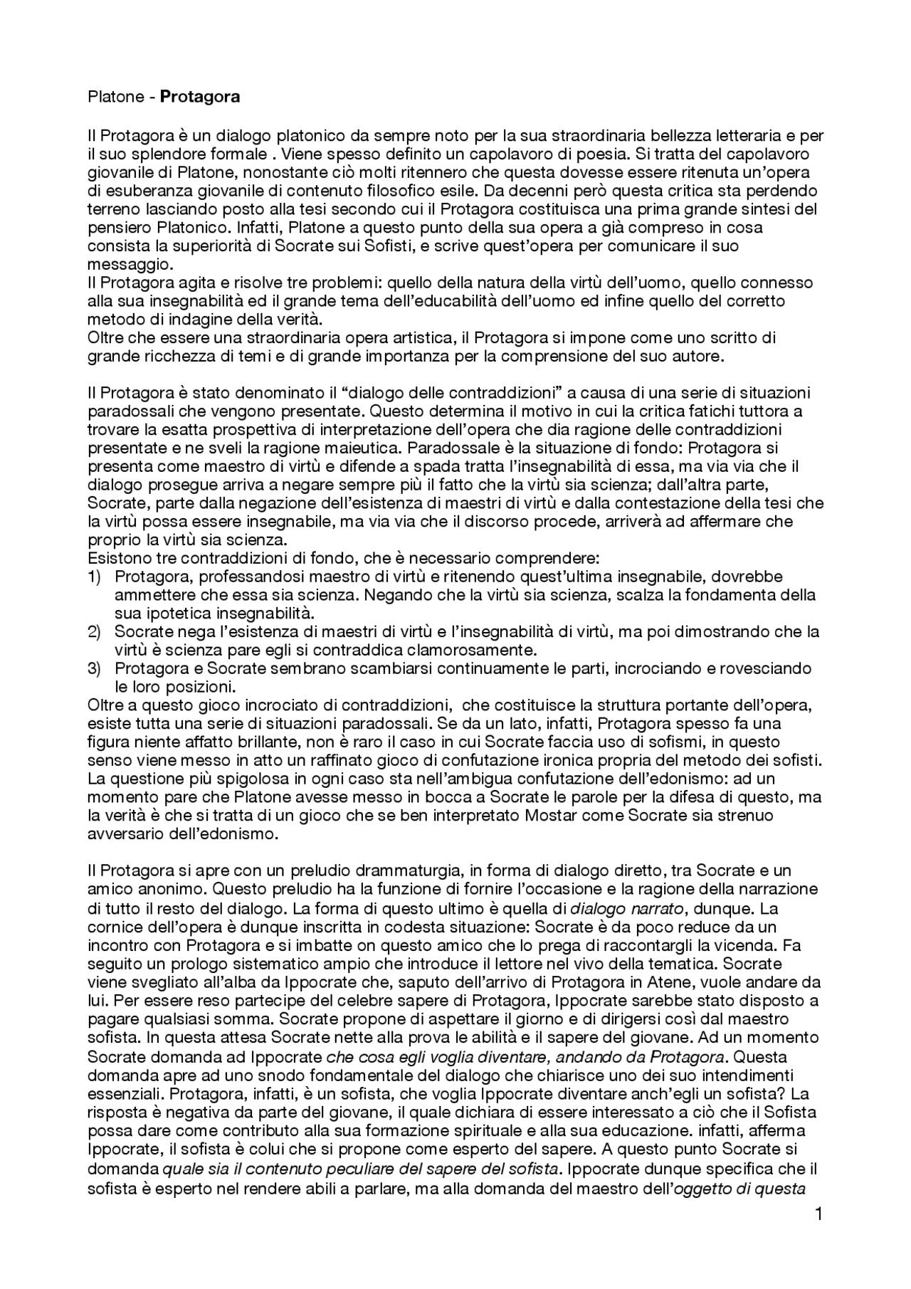 "Protagora", Platone - La confutazione sofistica | Appunti di Storia della filosofia antica ...