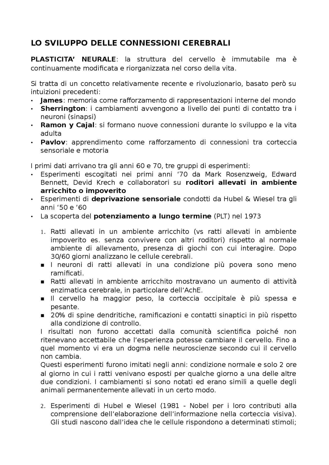 Le Connessioni Cerebrali Docsity