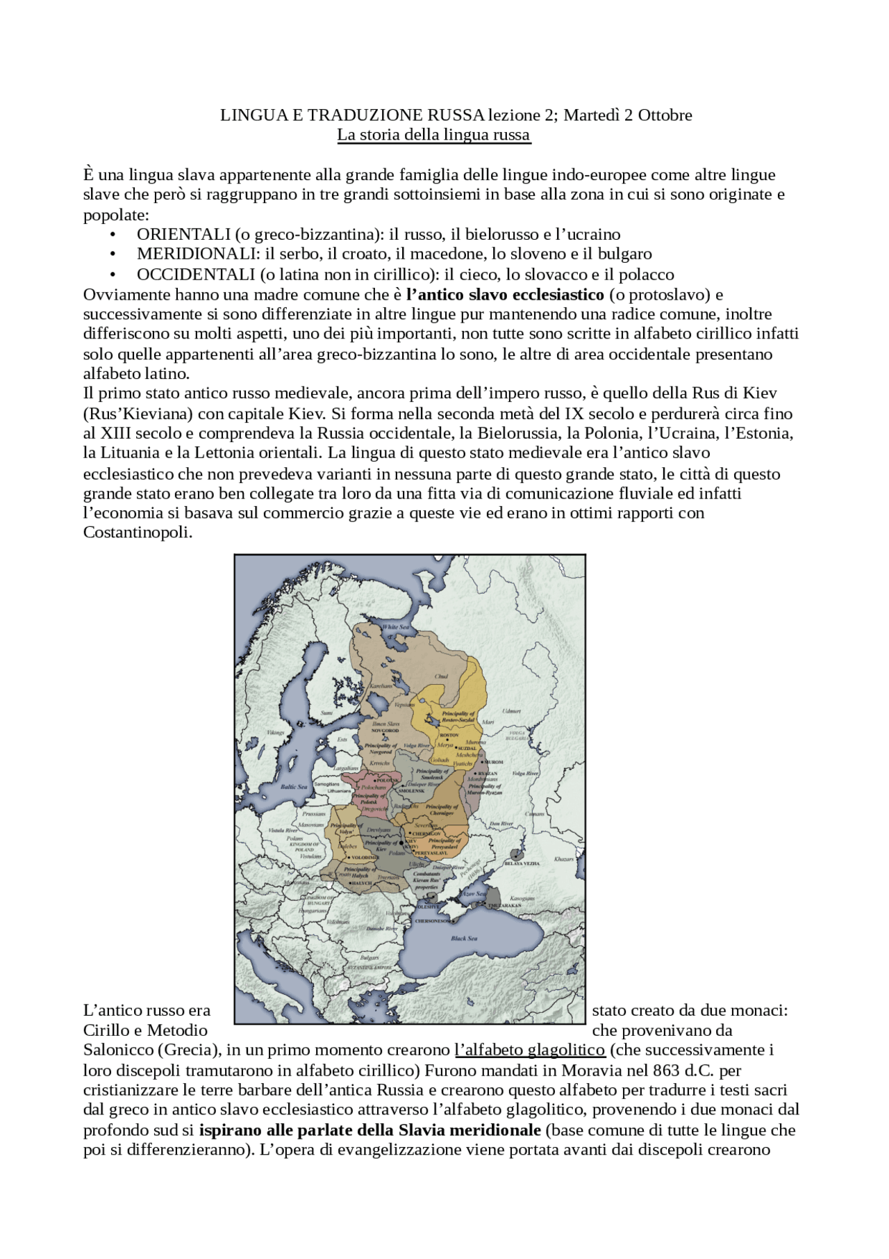 Storia Della Lingua Russa Docsity