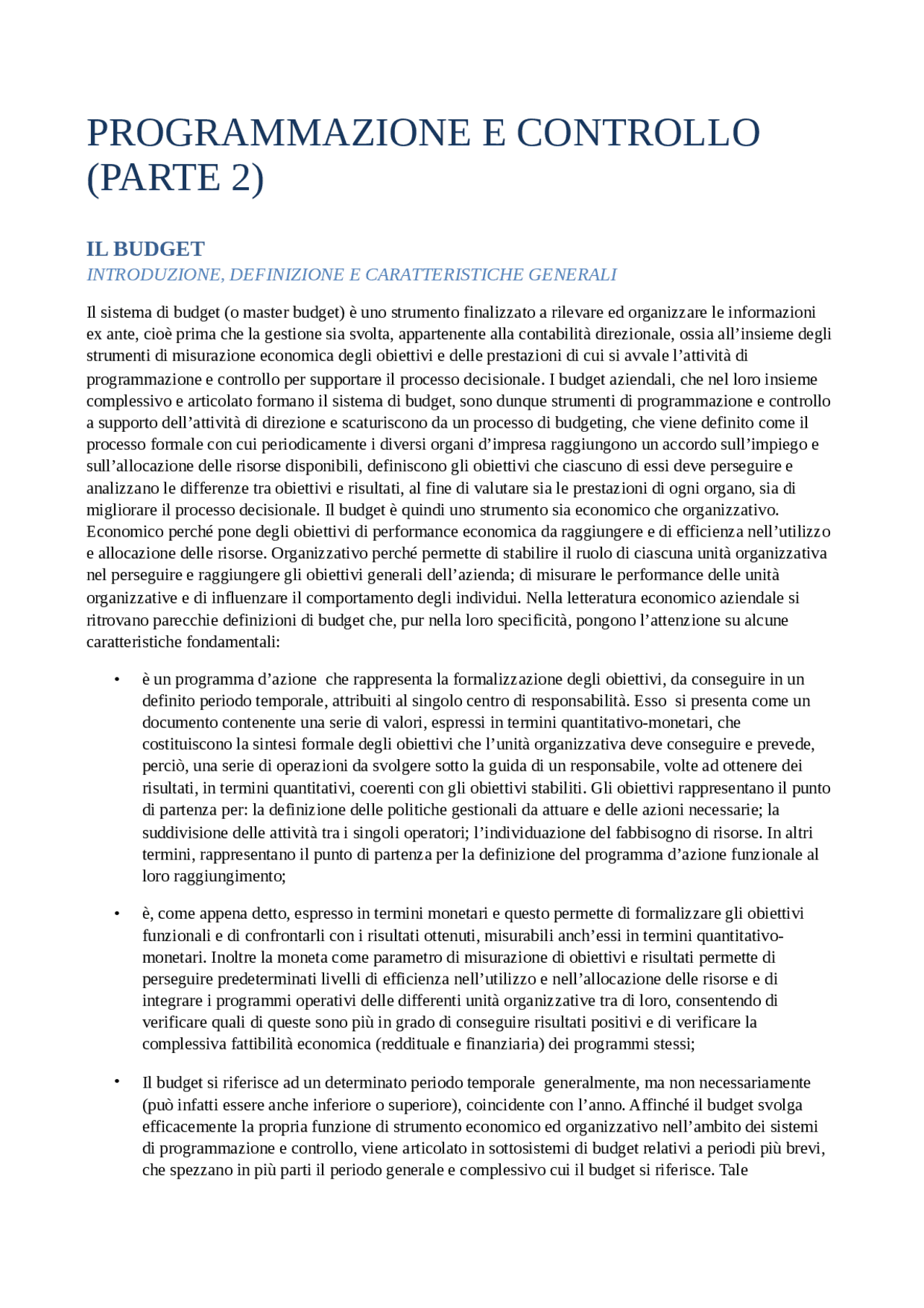 Programmazione e controllo (pt2) - Docsity