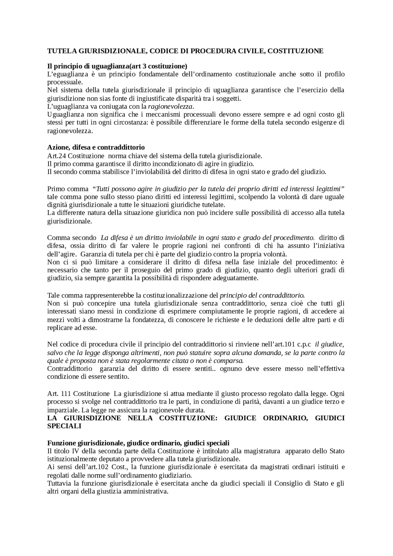 Riassunto Procedura Civile Docsity