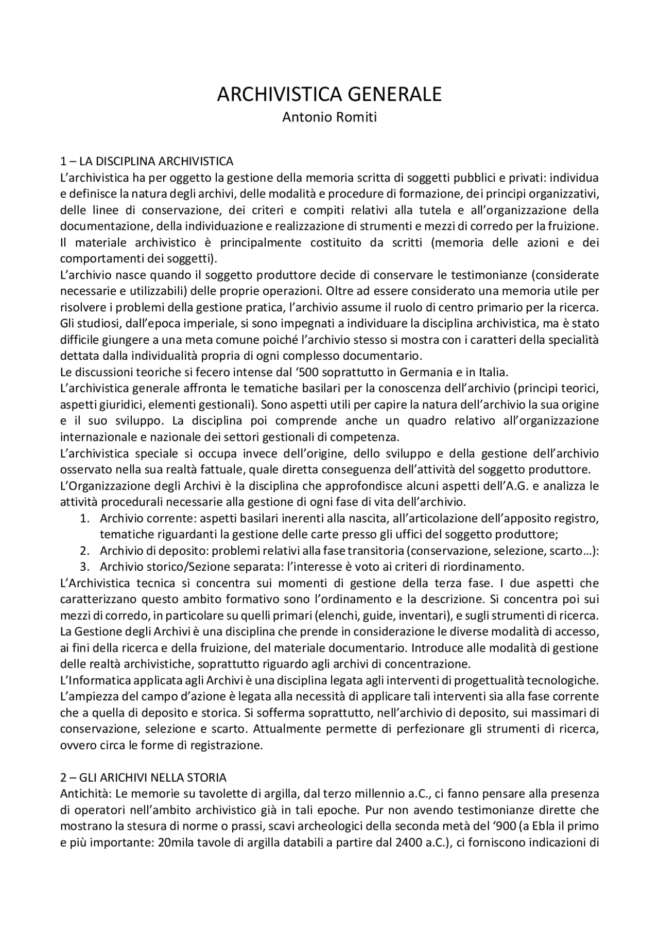 Archivistica Generale | Sintesi del corso di Archivistica | Docsity