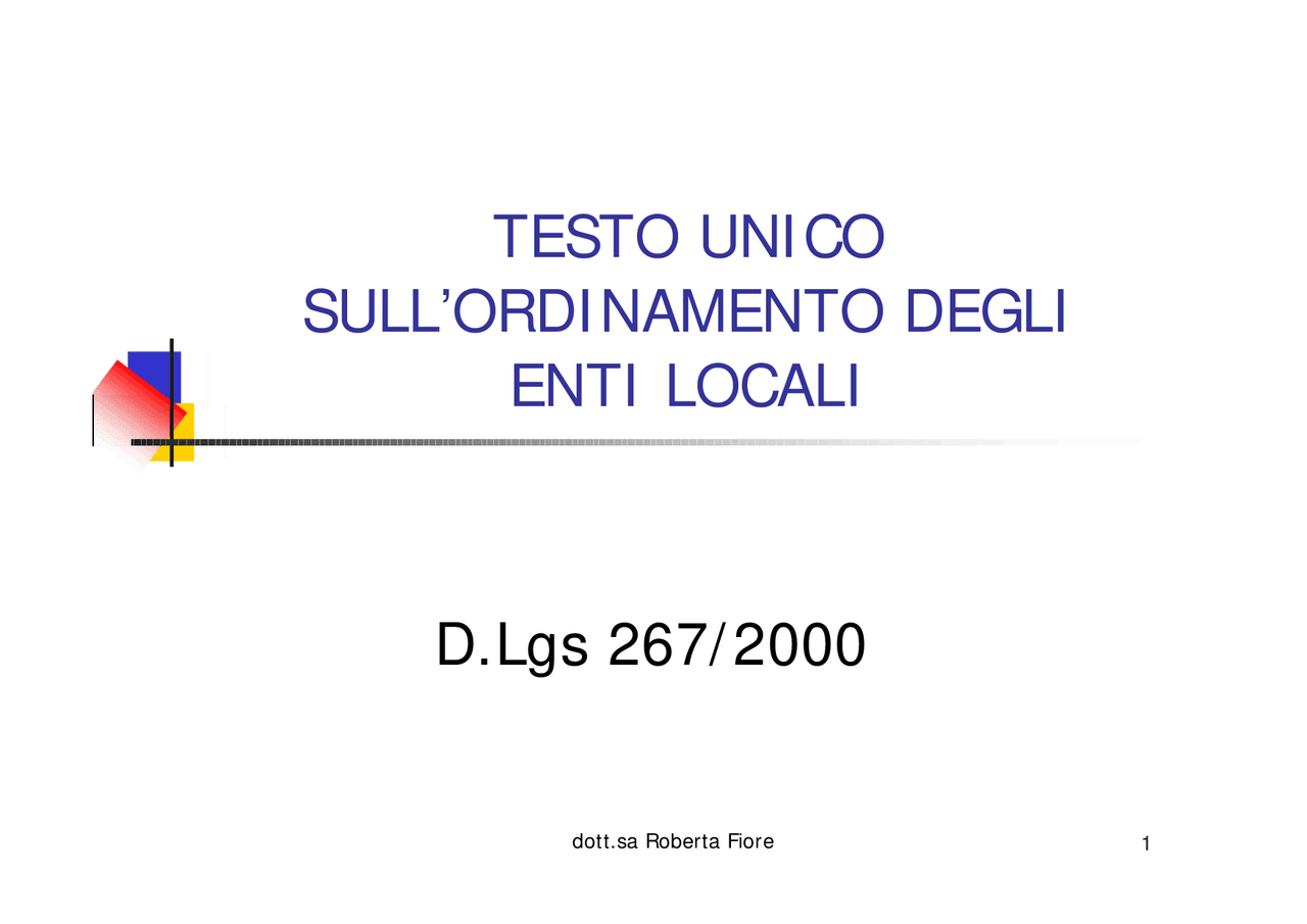 Ordinamento Enti Appunti Docsity