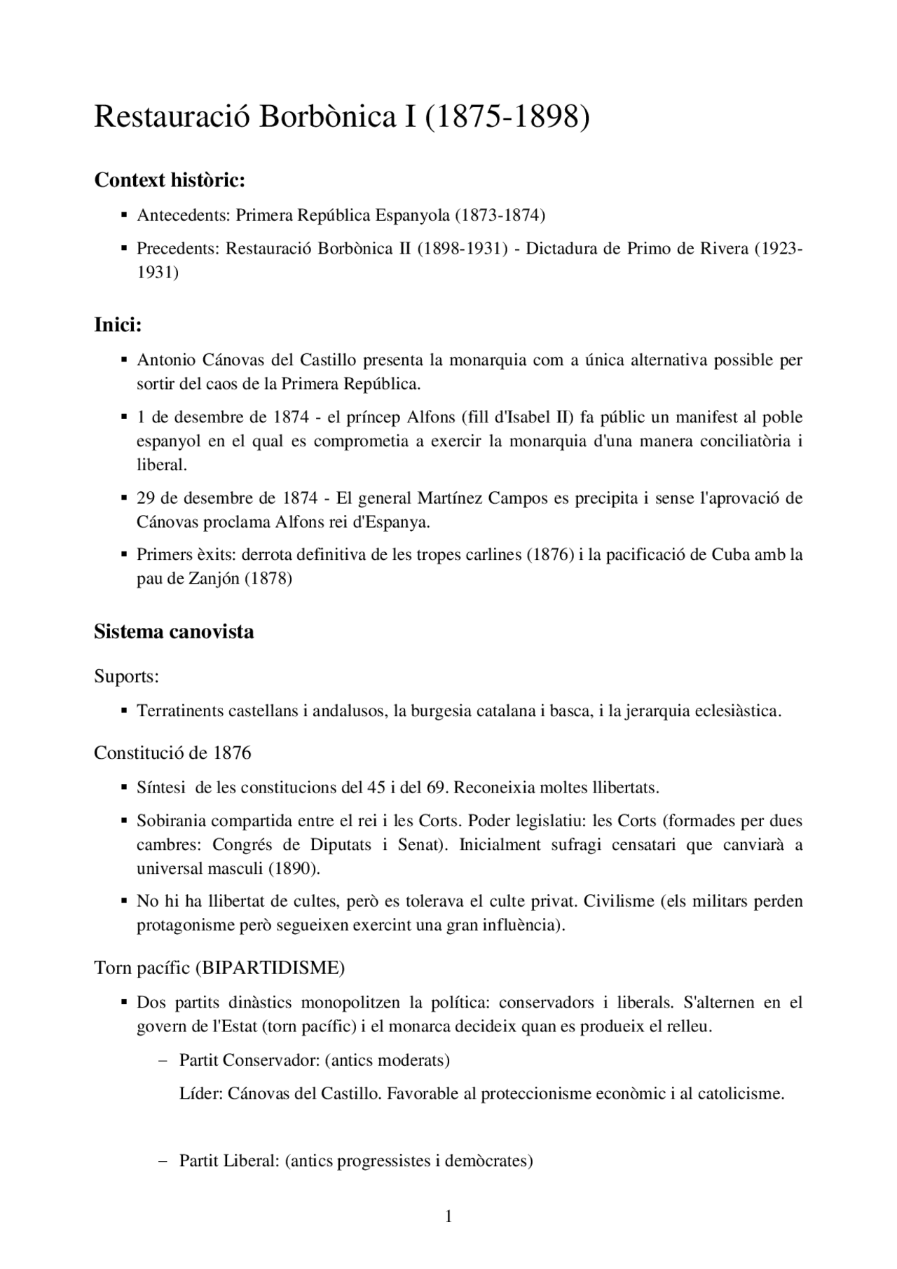 Historia 2n Bat Resum Per La Selectivitat Docsity