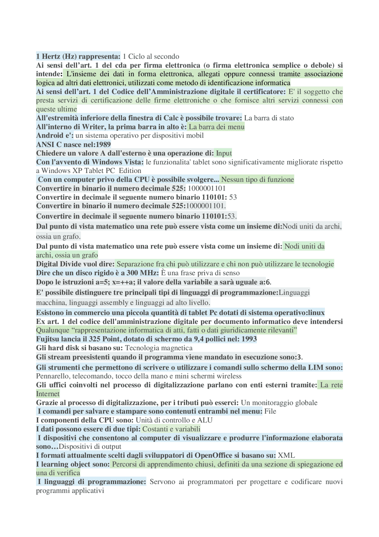 Informatica Di Base Pegaso Docsity