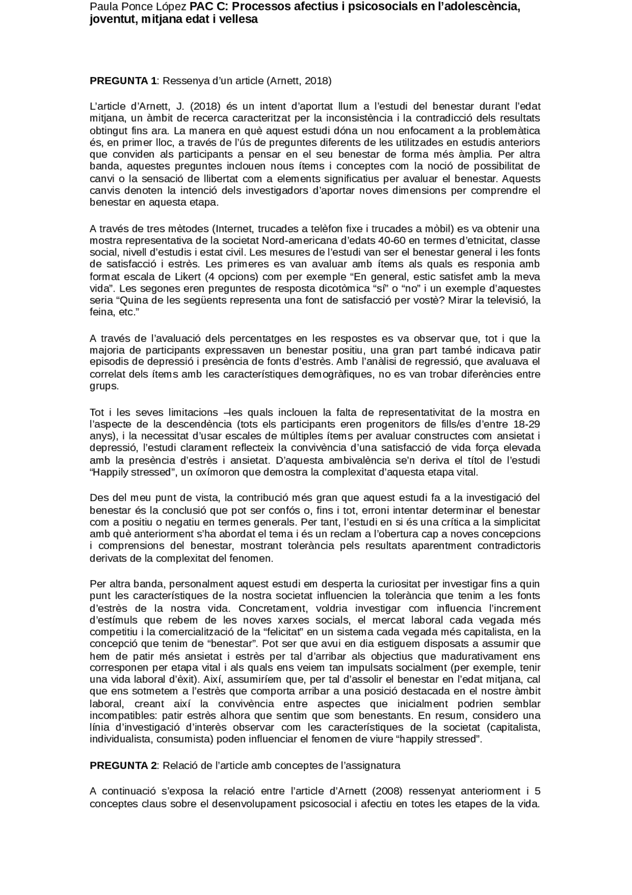 Pac C 2019 Nota A Psicologia Del Desenvolupament Ii Docsity