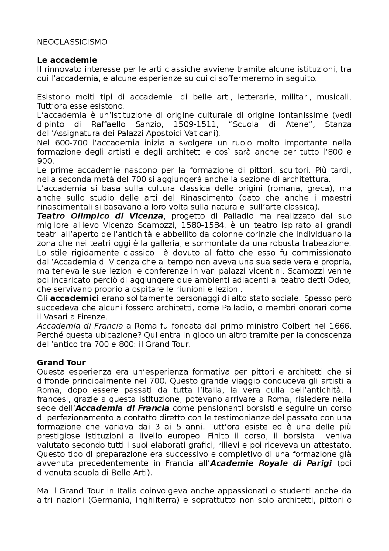 Neoclassicismo Appunti Docsity