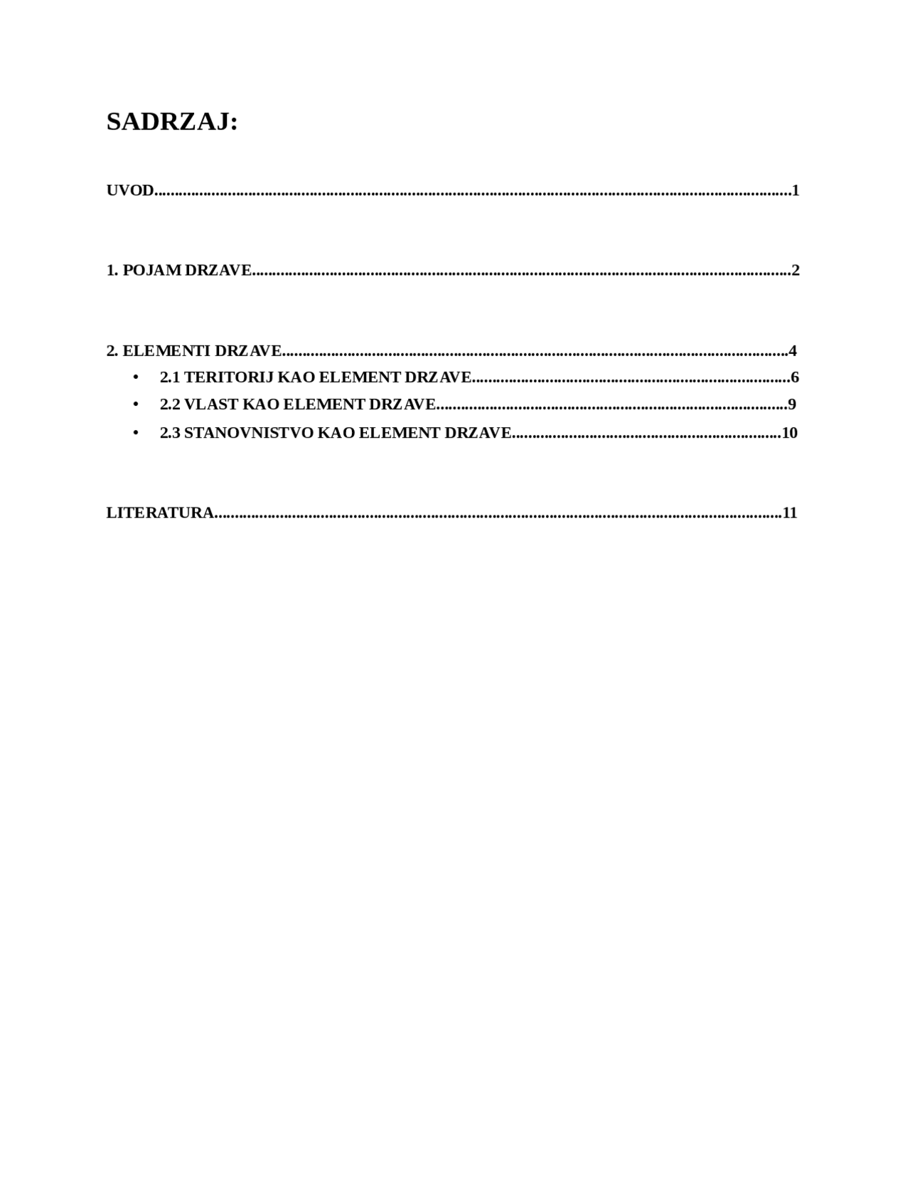 Pojam drzave i elementi drzave | Esej' predlog Pravo - Docsity