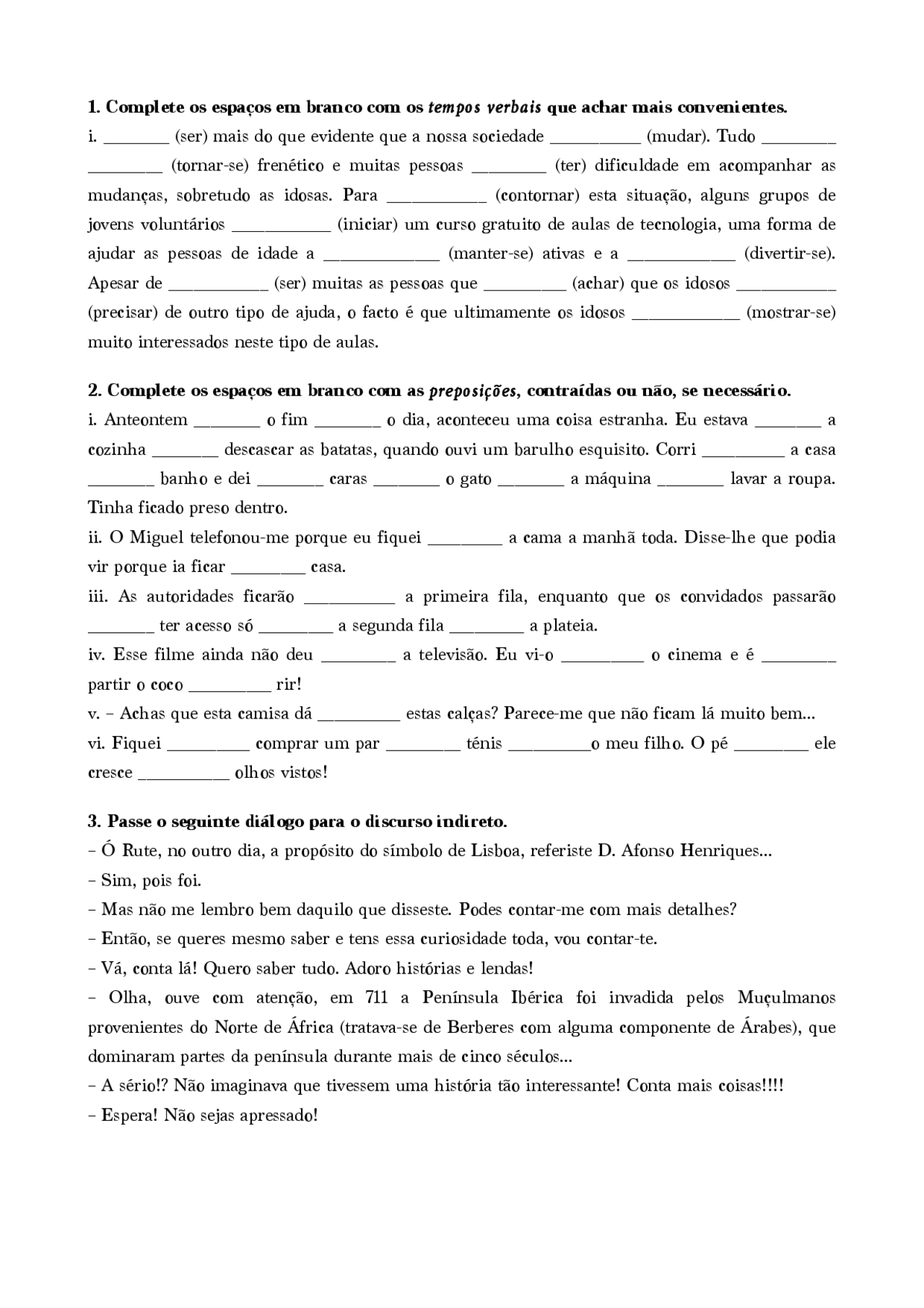 Esercizi di lingua portoghese II - Docsity