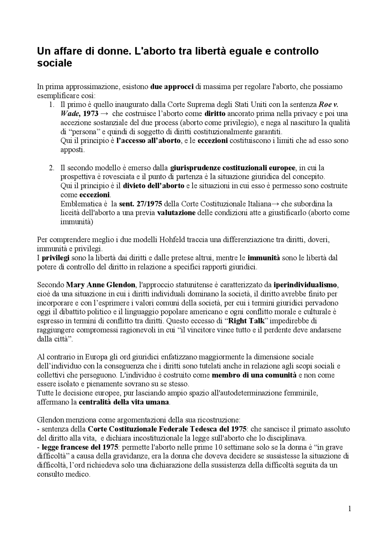 Riassunto Libro Un Affare Di Donna Docsity
