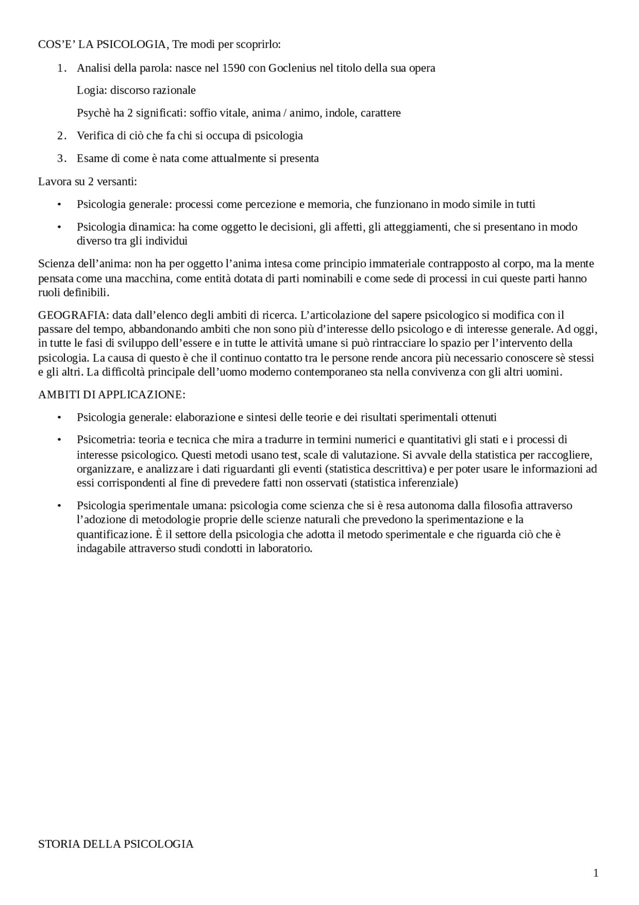Psicologia Generale Docsity