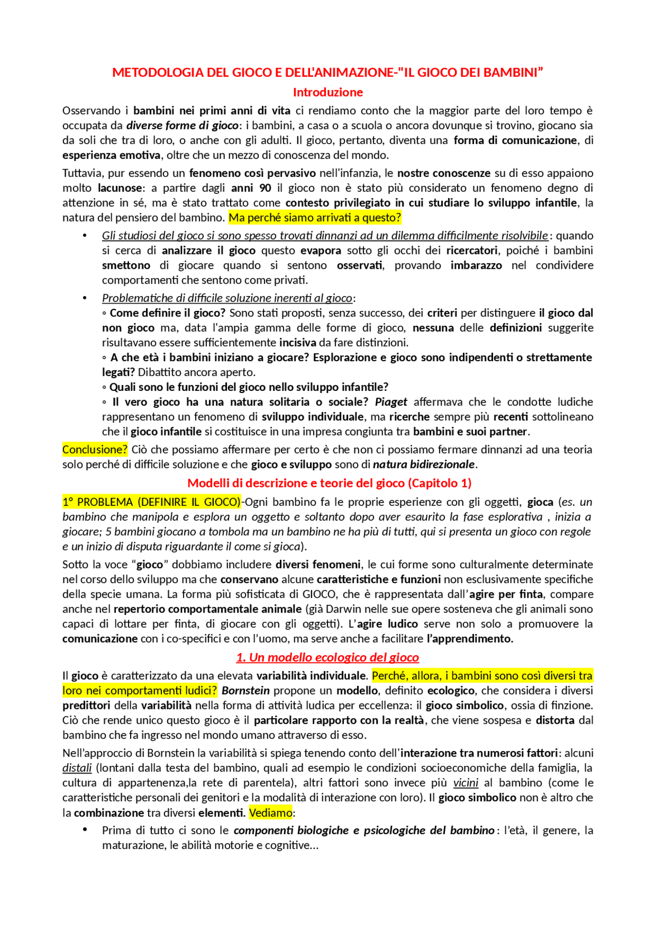 Il Gioco Dei Bambini Docsity
