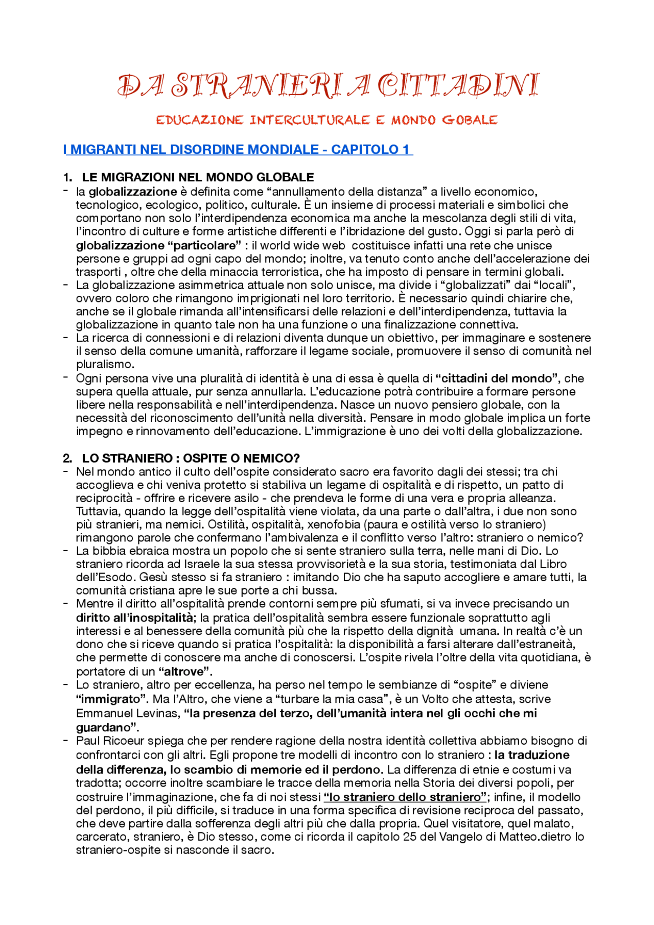Da Stranieri A Cittadini Docsity
