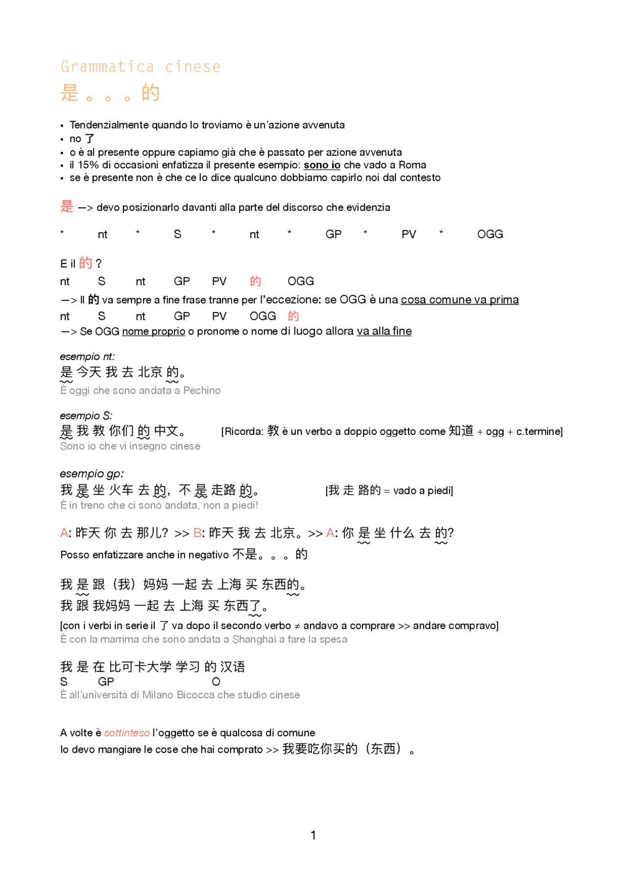 Appunti Di Grammatica Di Cinese 2 Docsity