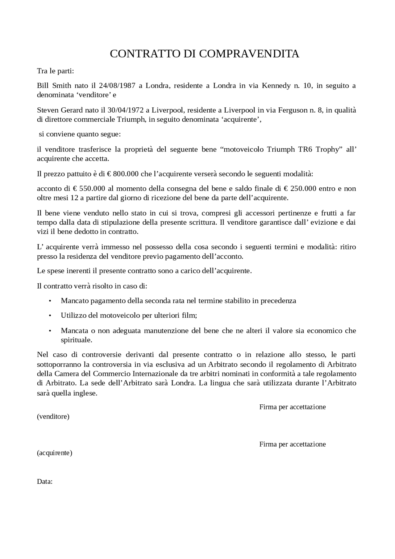 Contratto Di Compravendita Docsity