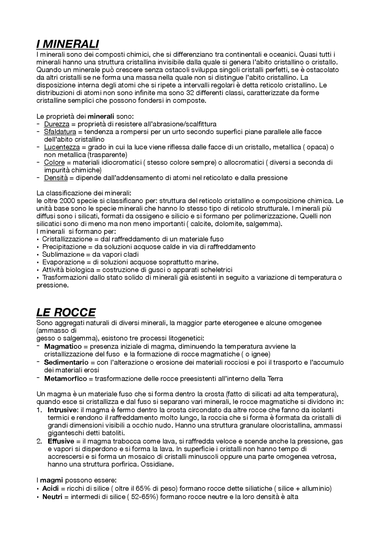 Scienze Della Terra Minerali E Rocce Docsity