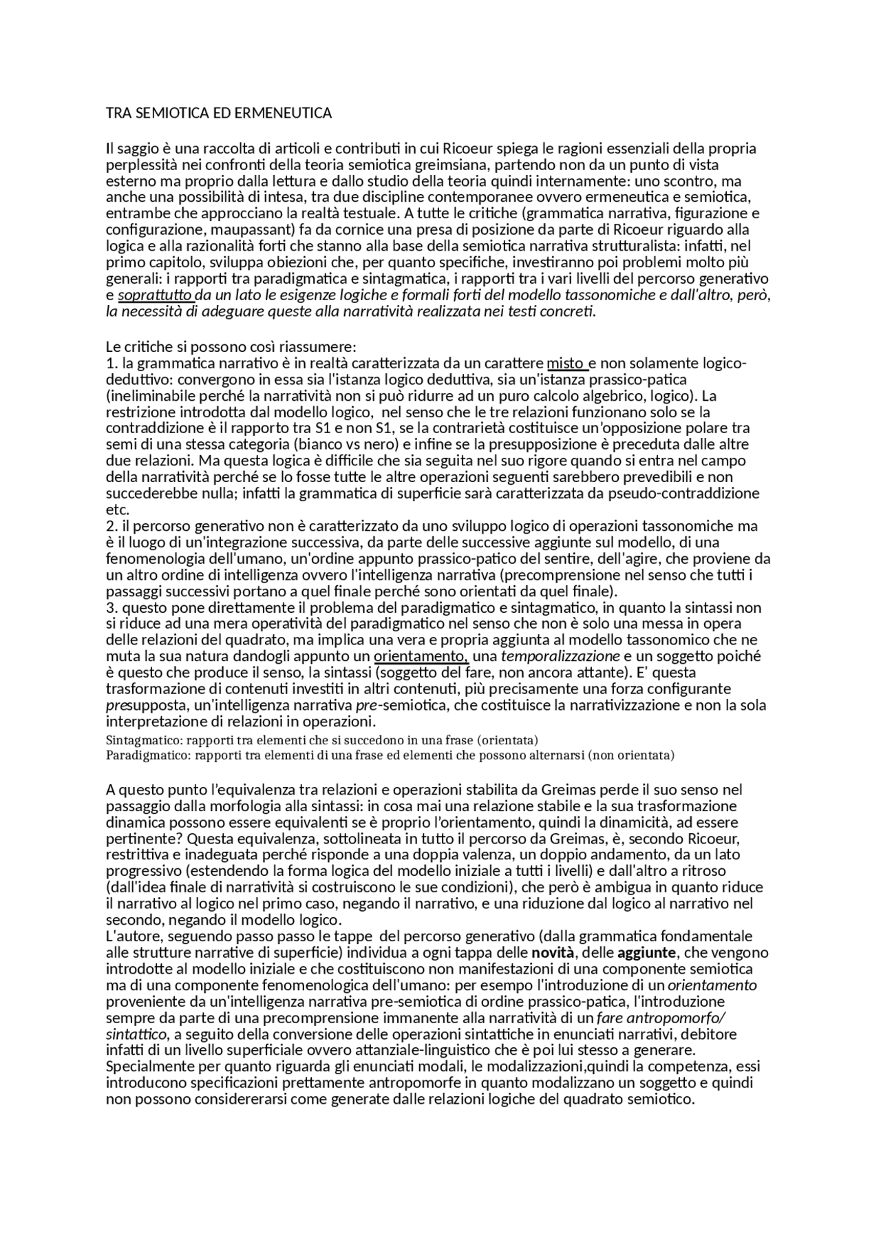 Tra Semiotica Ed Ermeneutica Docsity