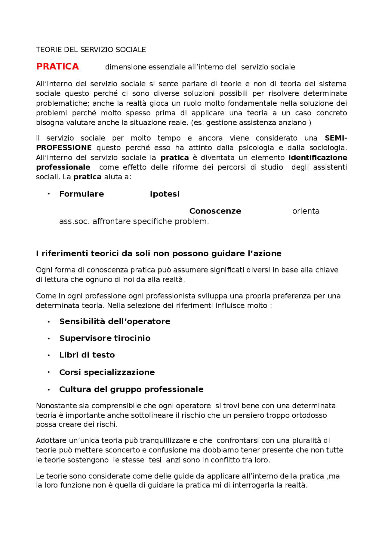Teorie Servizio Sociale Docsity