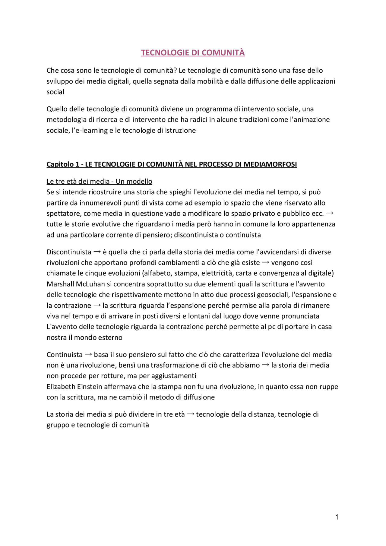 Tecnologie Di Comunità Docsity