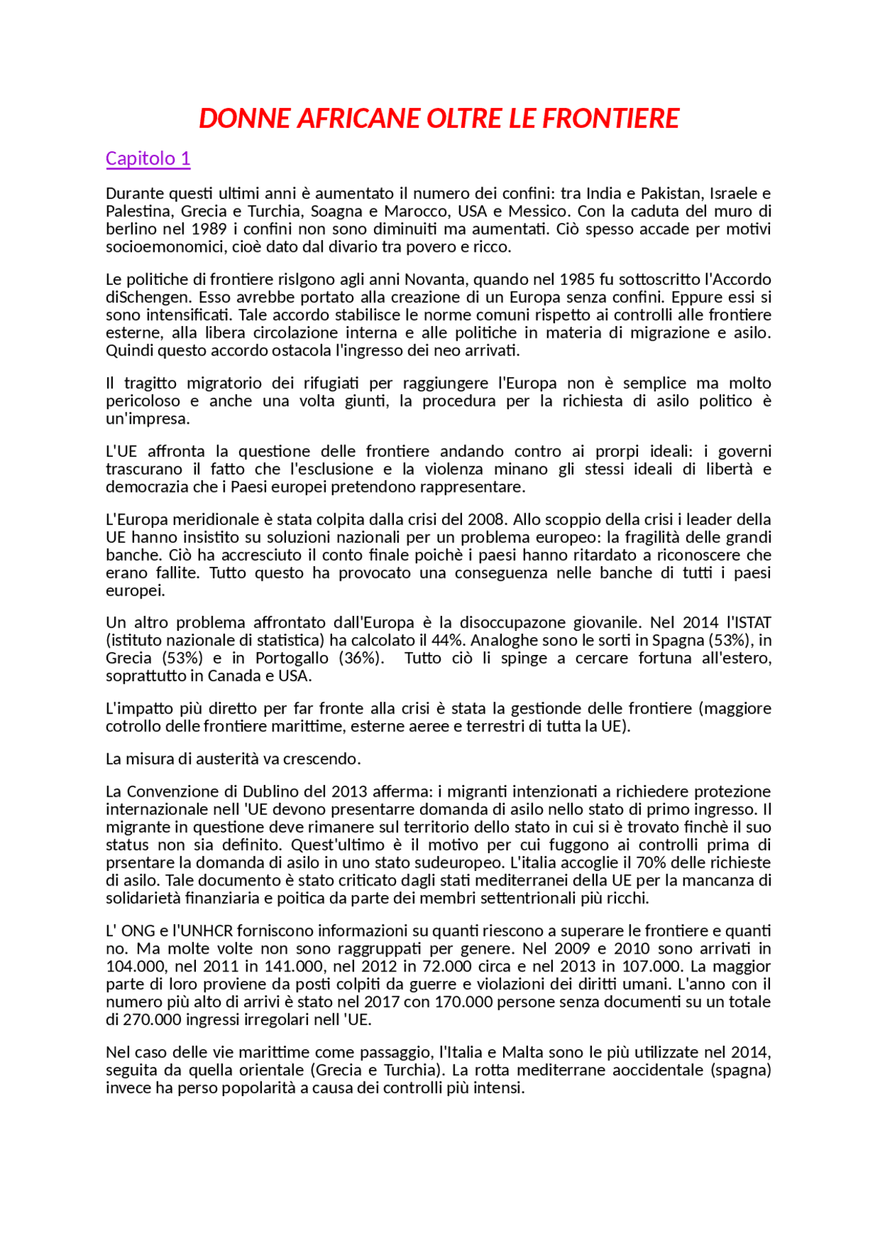 Riassunto Libro Donne Africane Oltre Le Frontiere Docsity