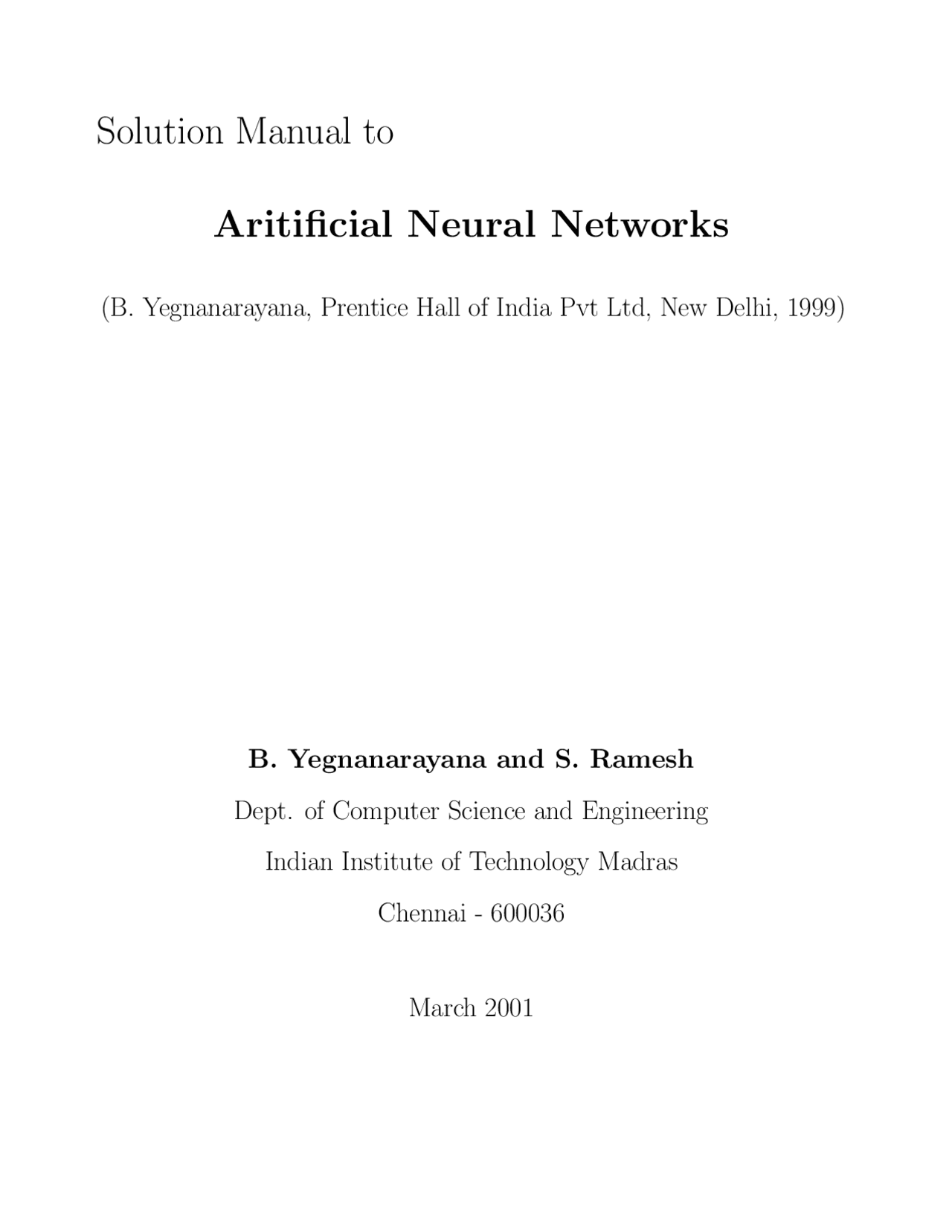 Introduction To Neural Networks Exercises Neurology Docsity