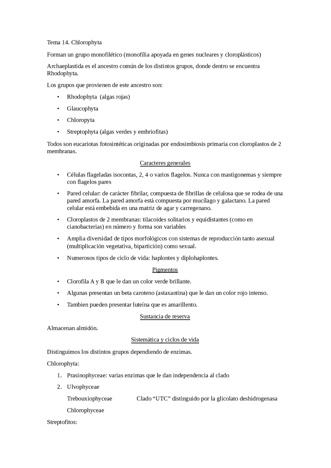 14 Chlorophyta Botánica Uam Docsity