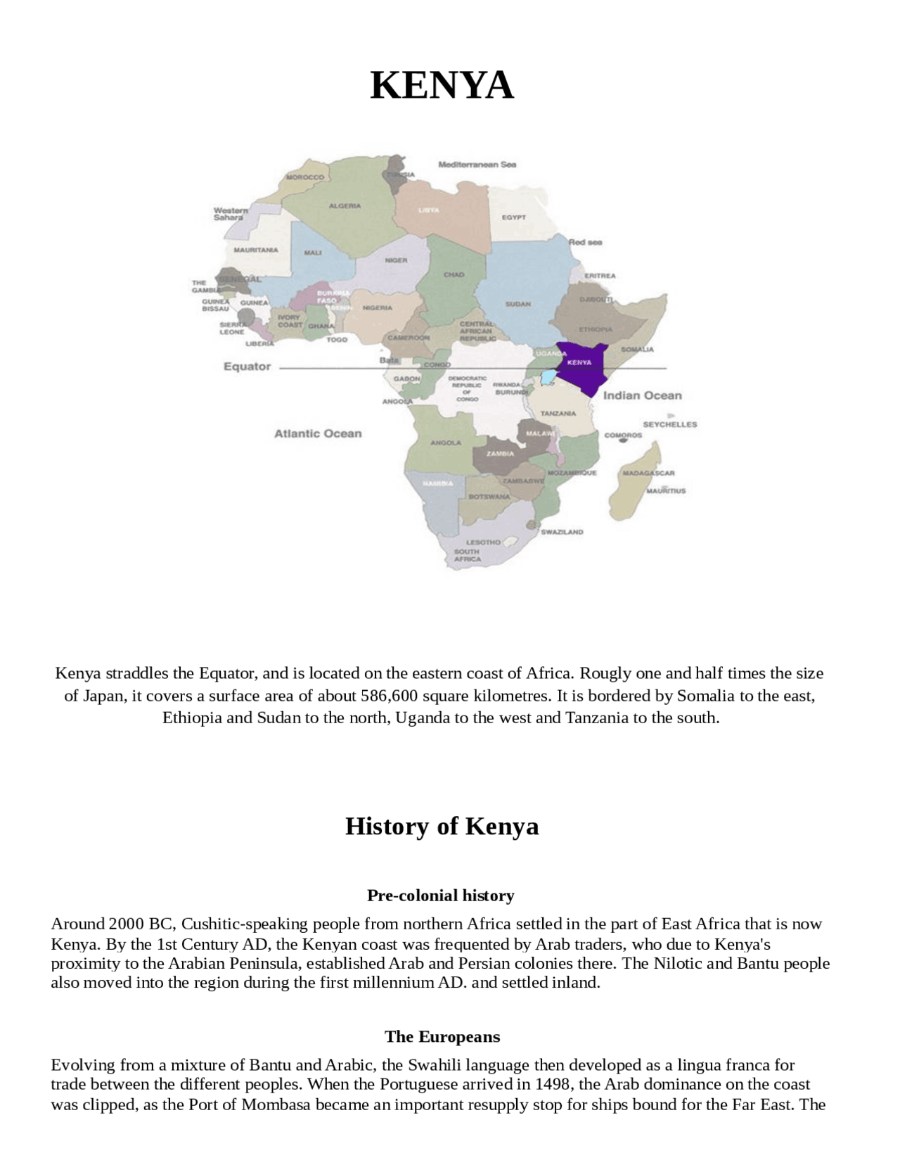 History of kenya for Africa - Docsity