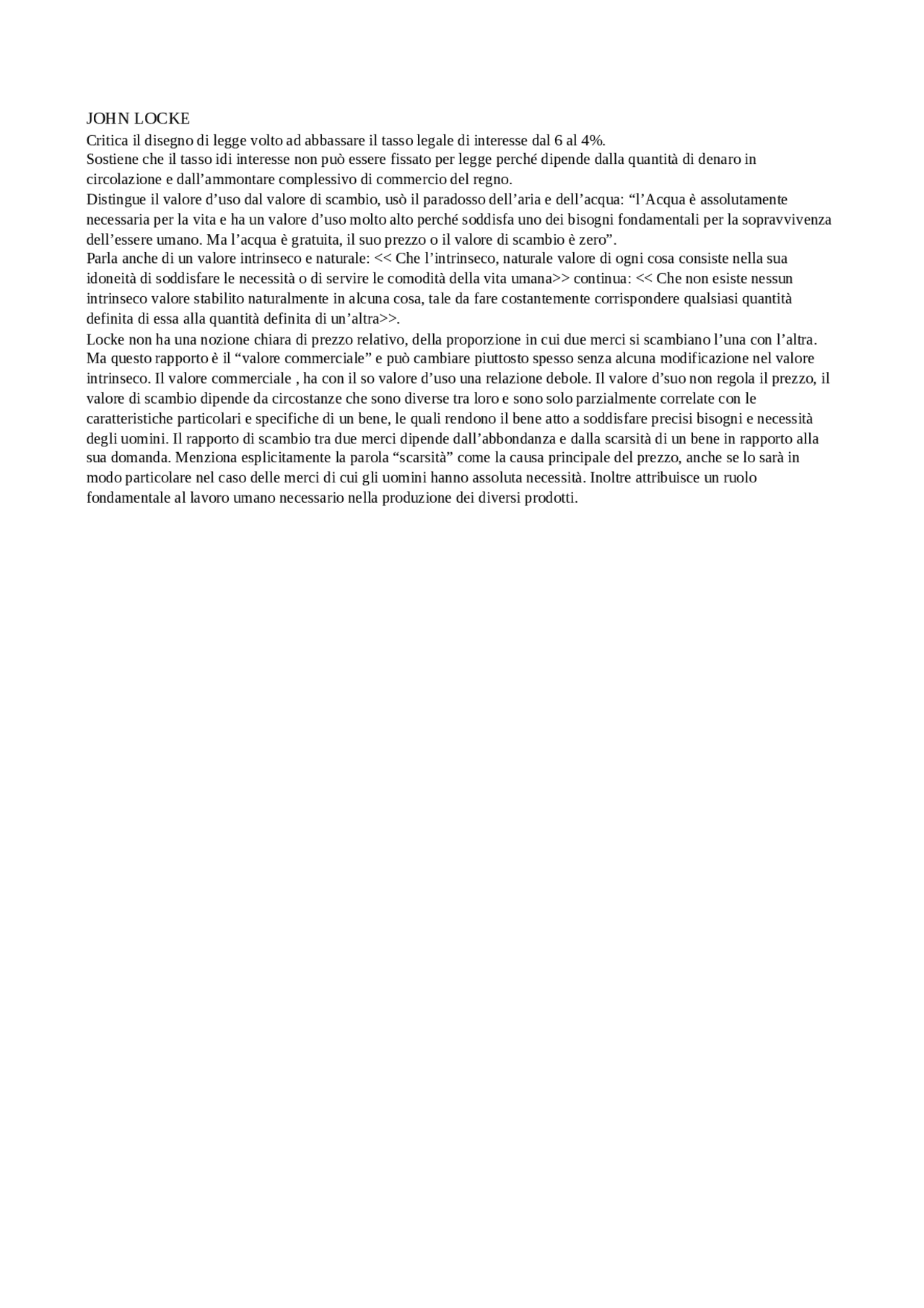 Sintesi Su John Locke Docsity