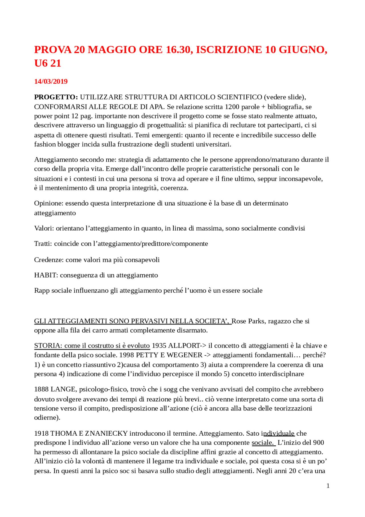 Atteggiamenti E Opinioni Docsity