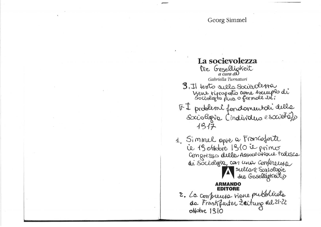 La Socievolezza Di Simmel Docsity