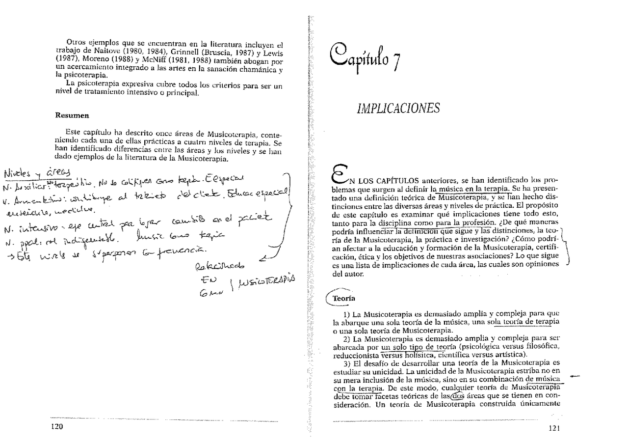Musicoterapia capitulo 7 | Diapositivas de Terapia Ocupacional | Docsity