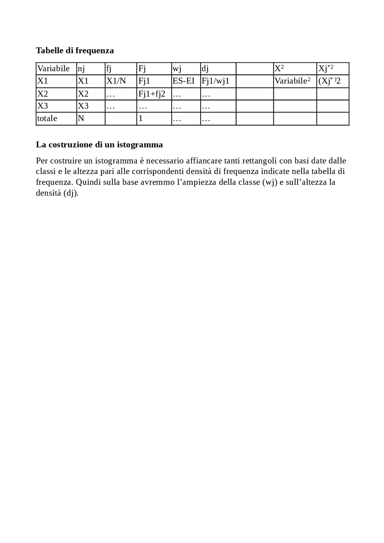 Formule statistica univariata - Docsity