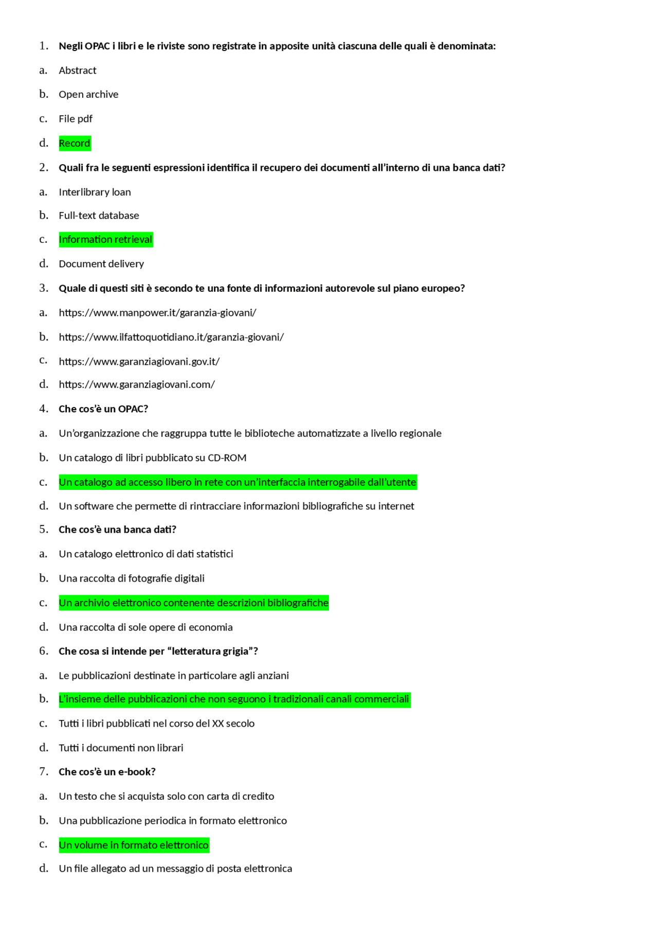 Domande E Risposte Per Esame Di Metodologia Docsity