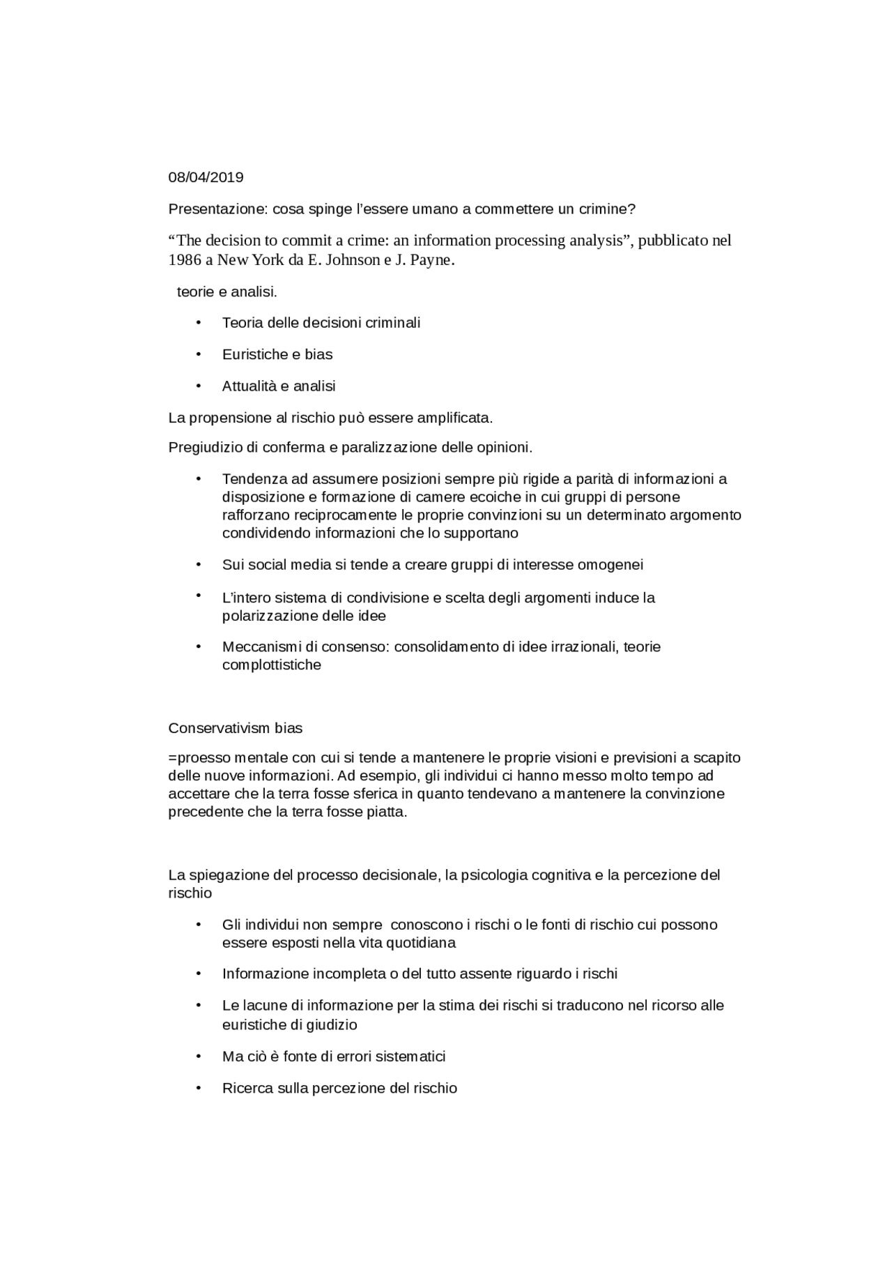 Modelli decisionali e rischio - Docsity