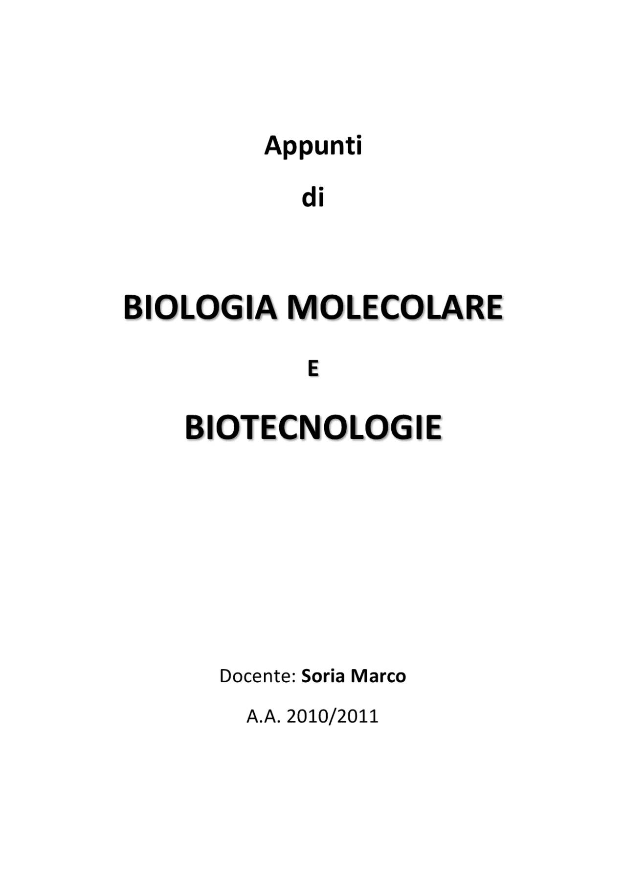 Biologia Cellulare E Molecolare Docsity