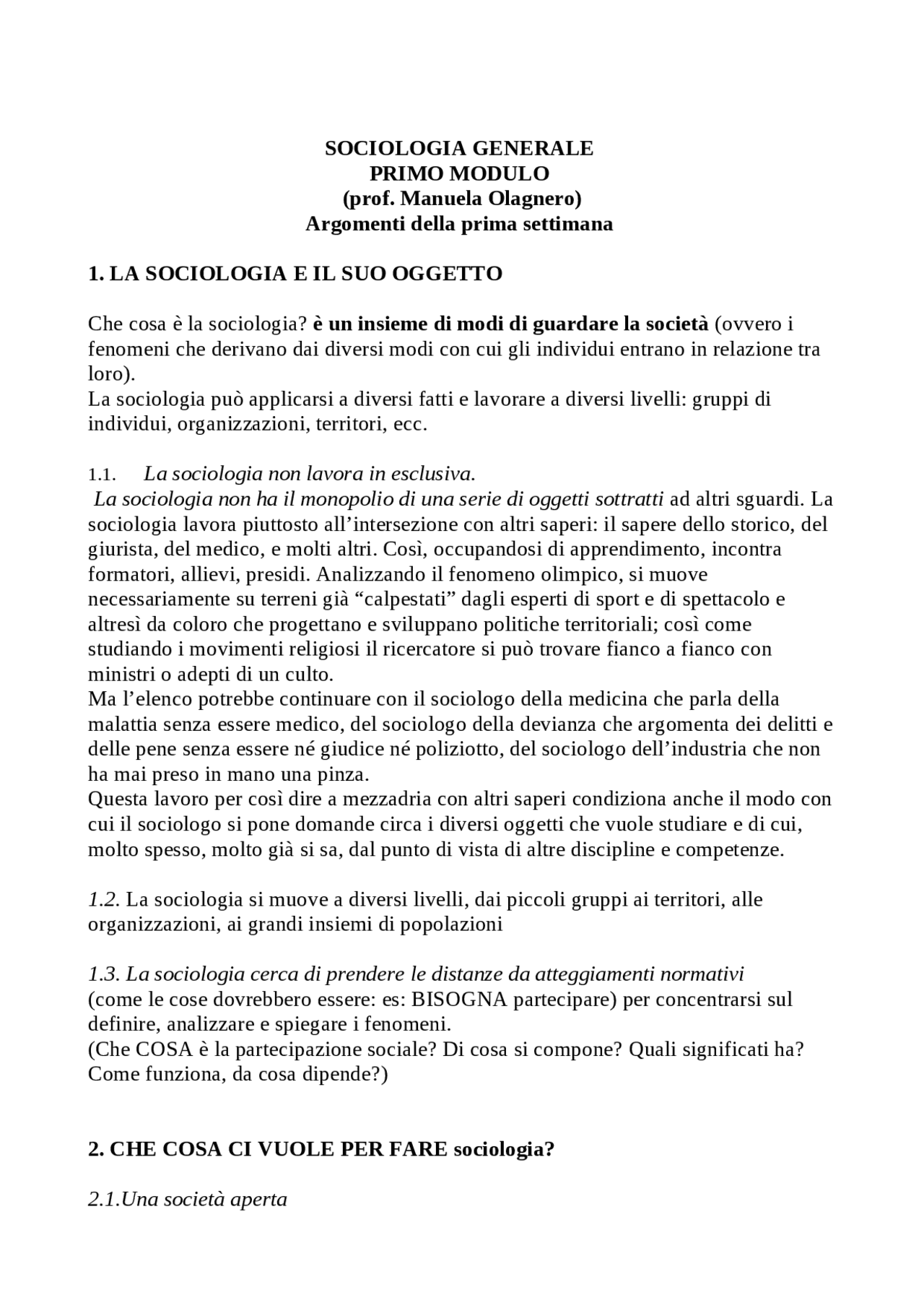 Dispense Sociologia Generale 2018 Docsity