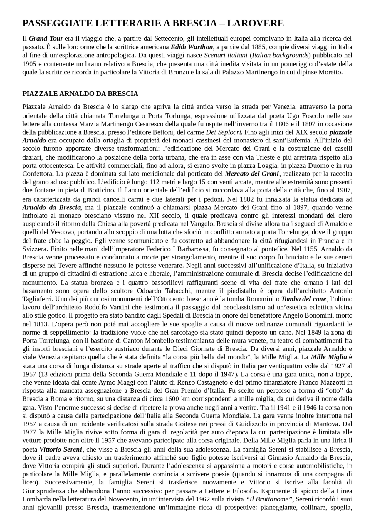 Riassunto Libro Passeggiate Letterarie Di Fabio Larovere Docsity