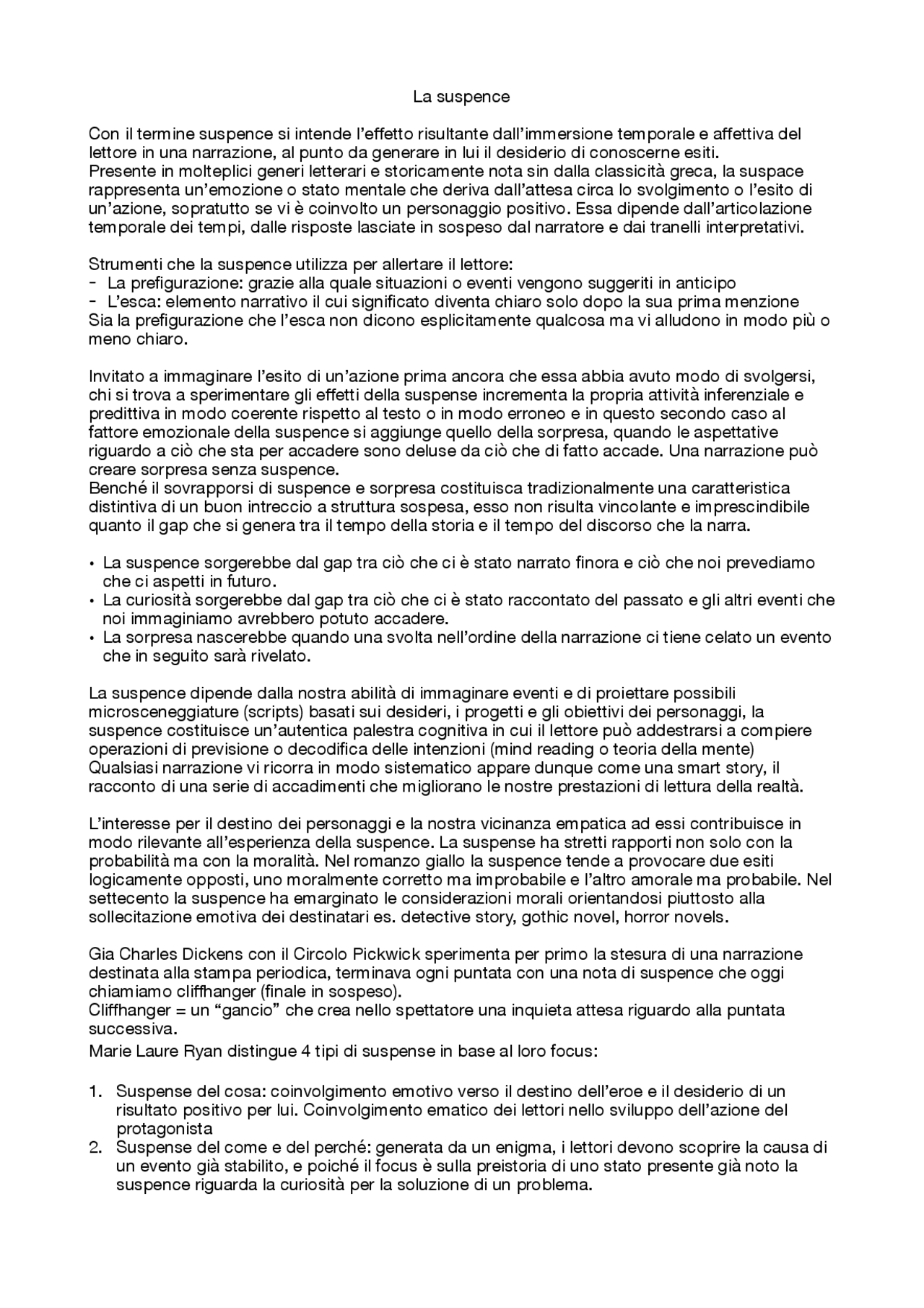 La Suspence Stefano Calabrese Appunti Di Semiotica Docsity
