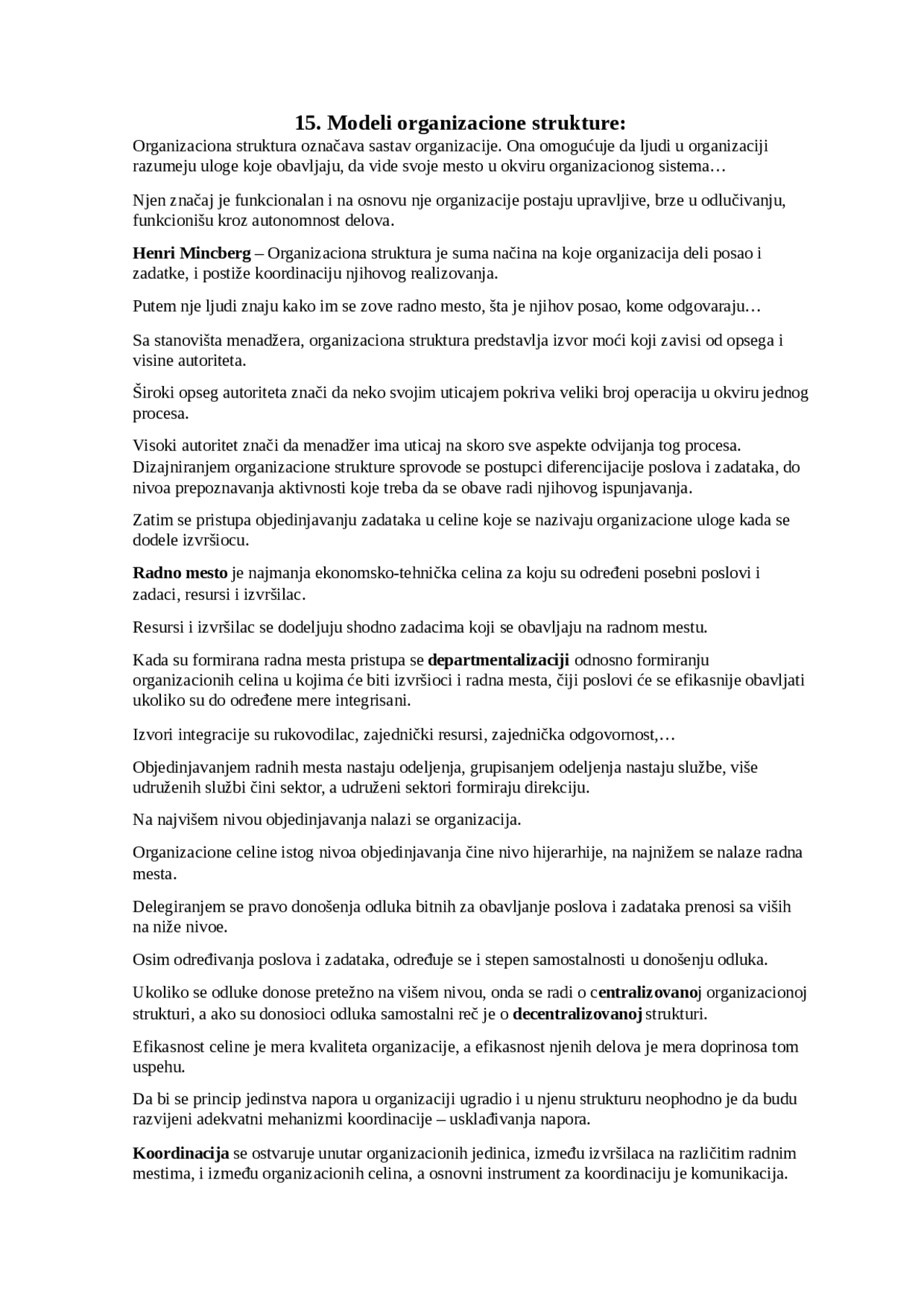 Skripta Za Osnove Organizacije Fon Docsity
