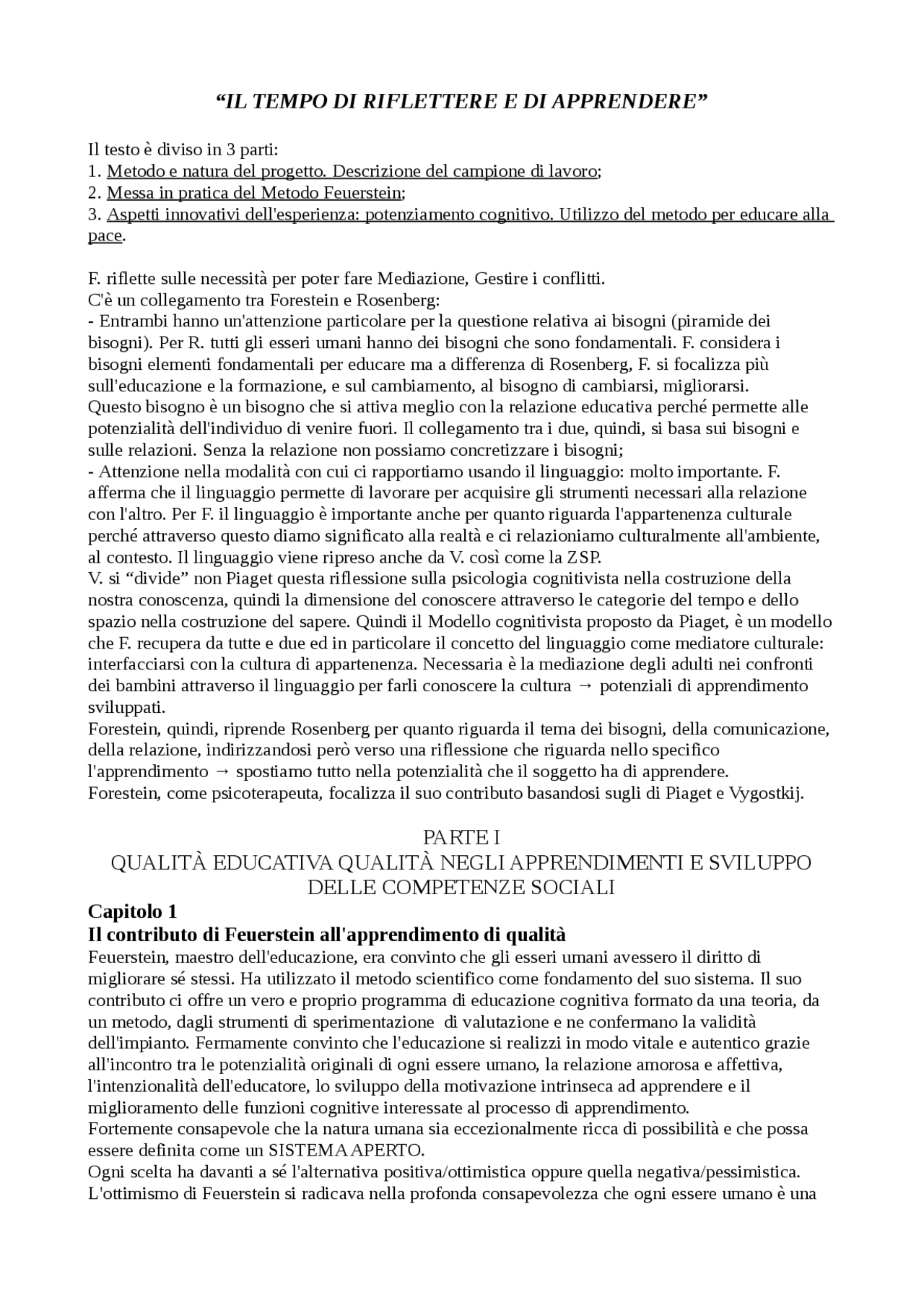Il Tempo Di Riflettere E Di Apprendere” Docsity