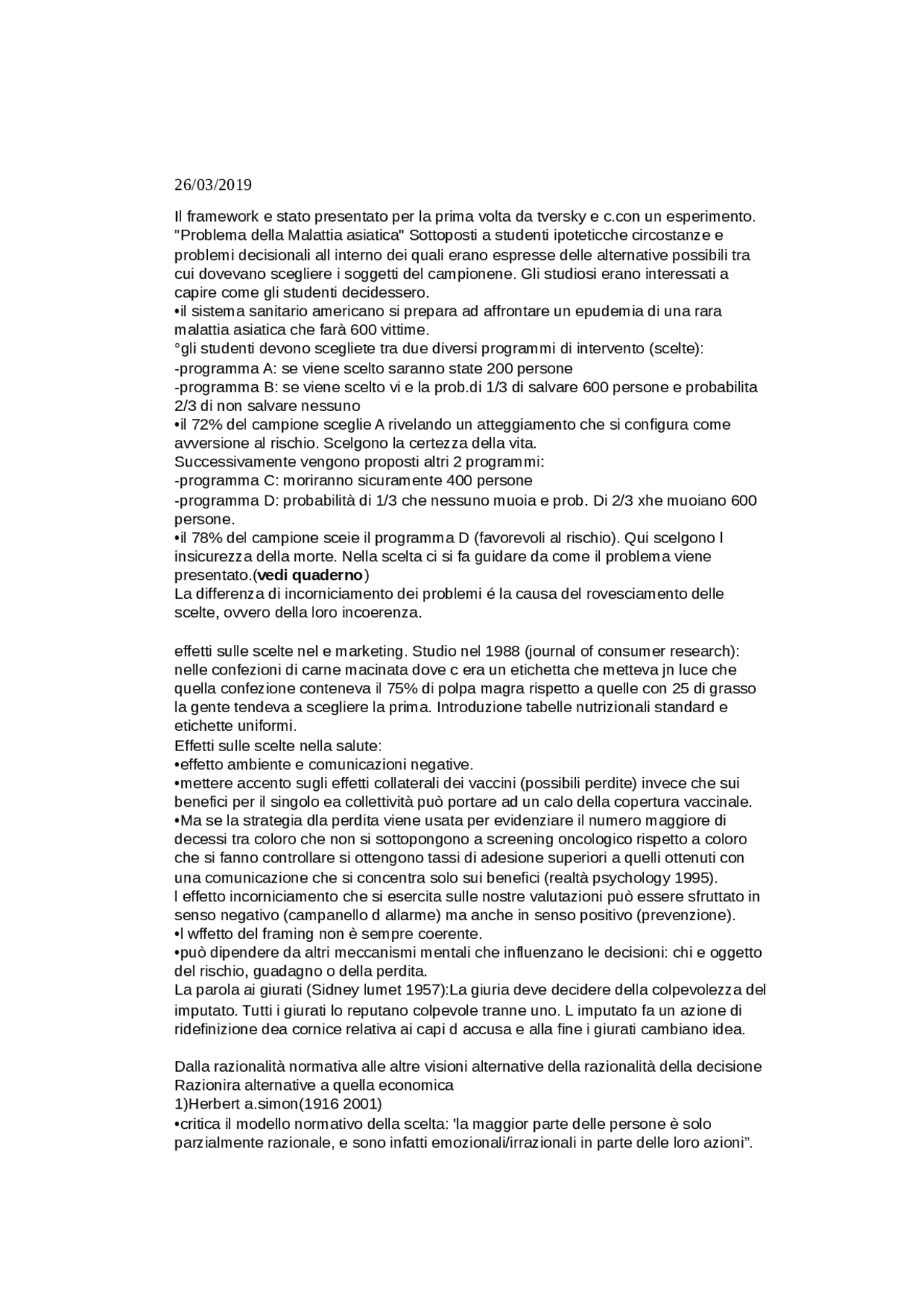 Modelli Decisionali E Rischio Docsity