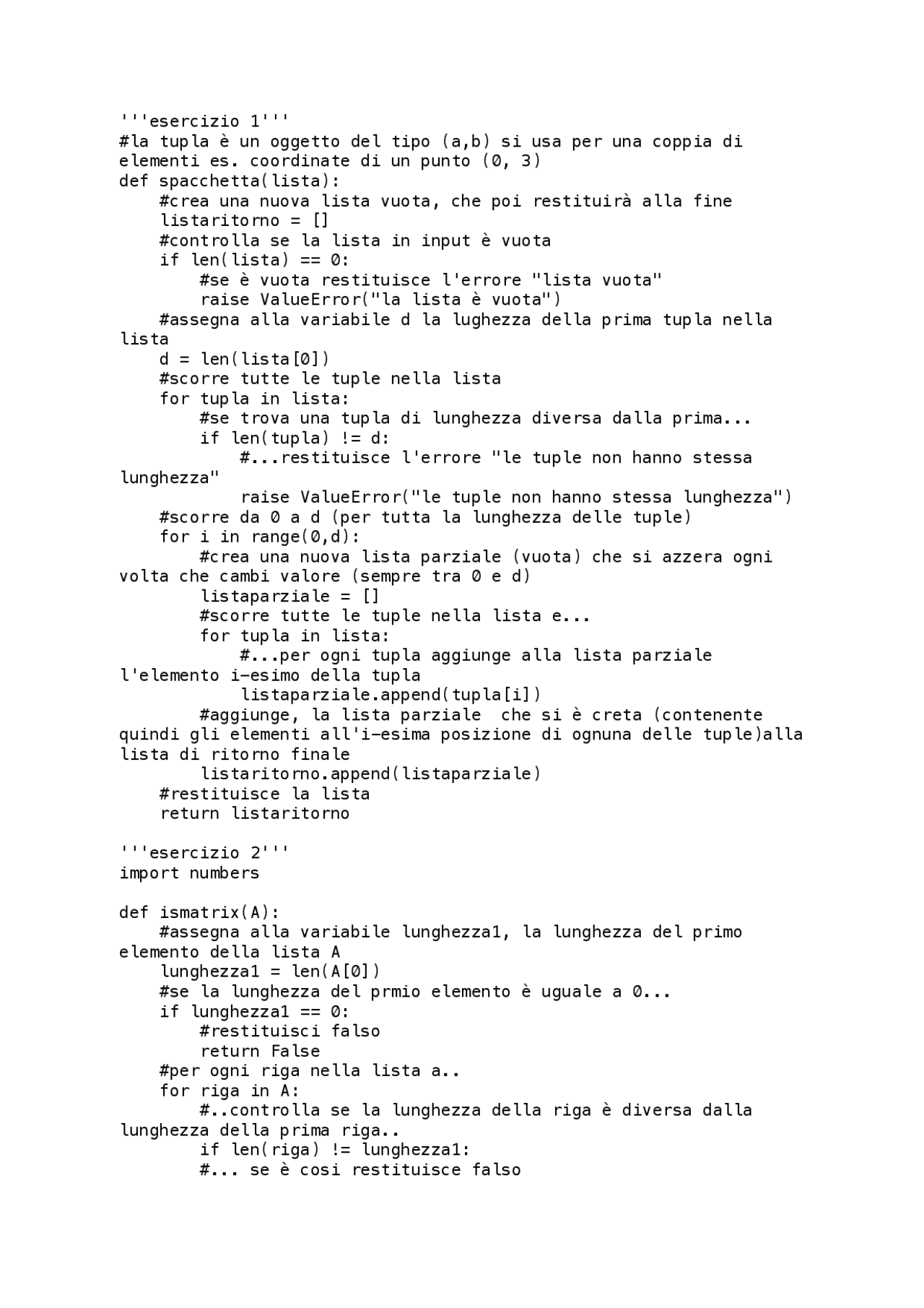Python Esercizi Pre Esame Base Docsity