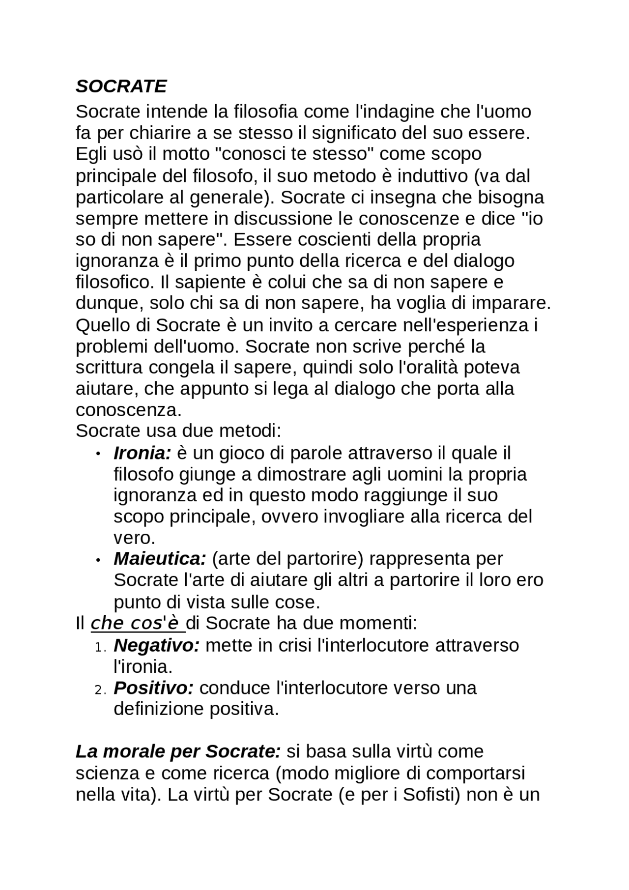 Socrate, differenze sofisti, intellettualismo etico socratico - Docsity