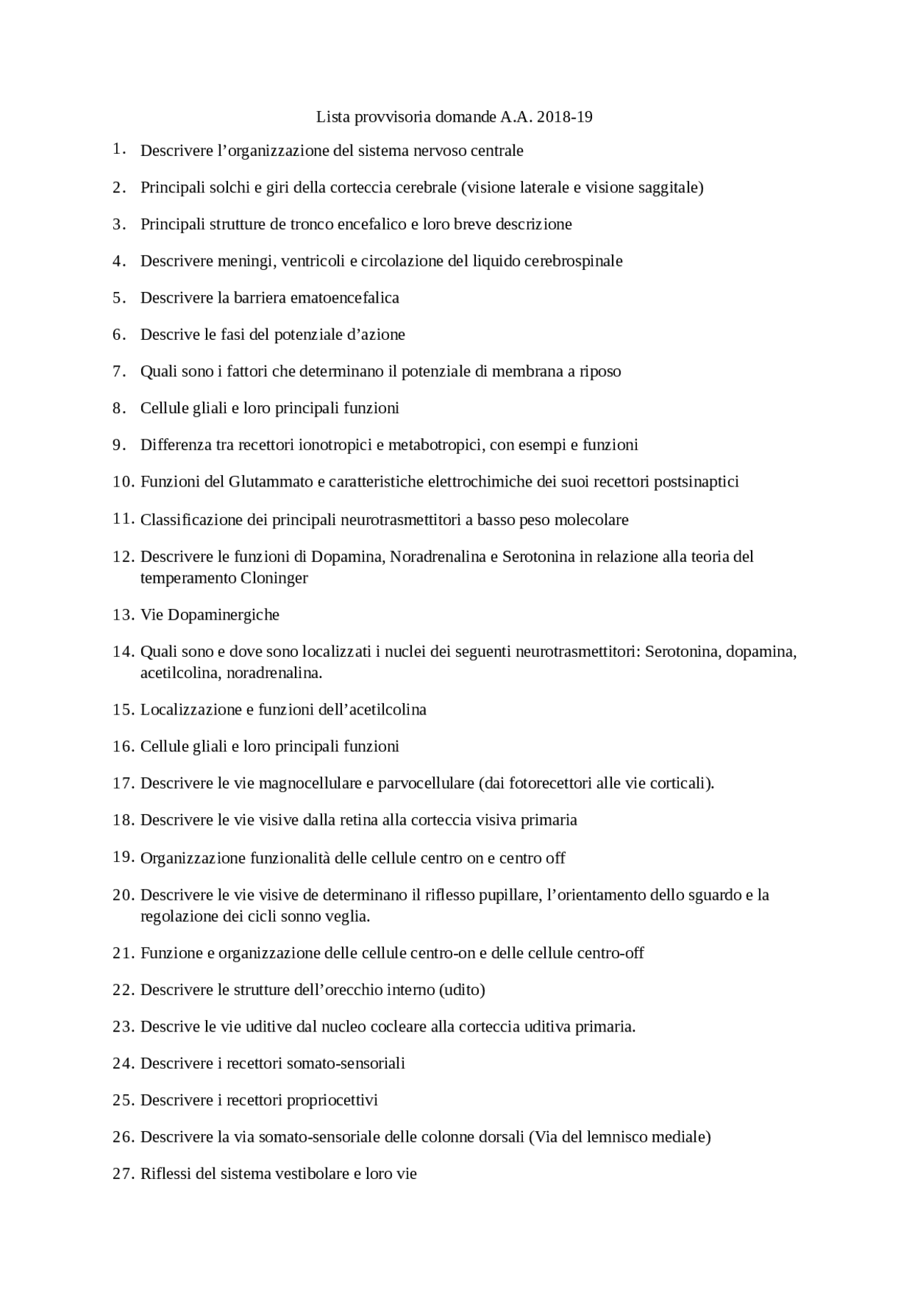Domande Esame Psicologia Generale Prove Desame Di Psicologia