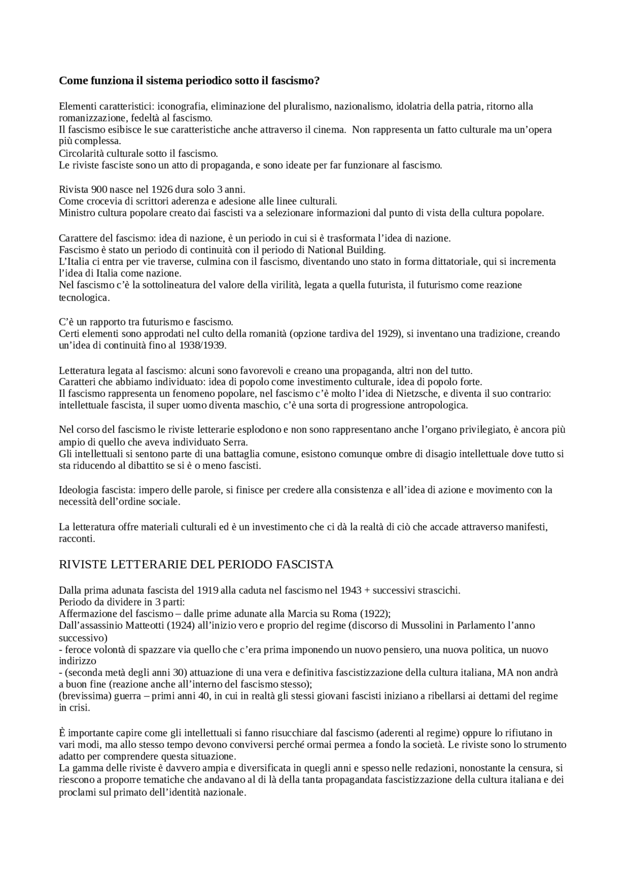 Riassunto secondo modulo Letteratura italiana contemporanea - Docsity