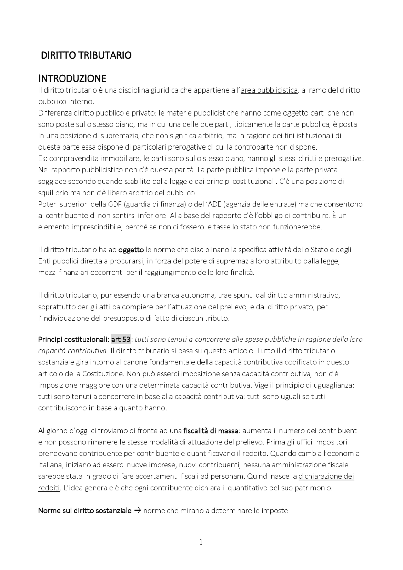 Diritto Tributario Primo Parziale Docsity