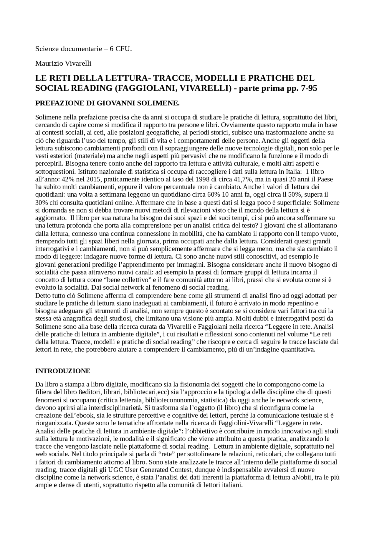 Scienze Documentaria Docsity