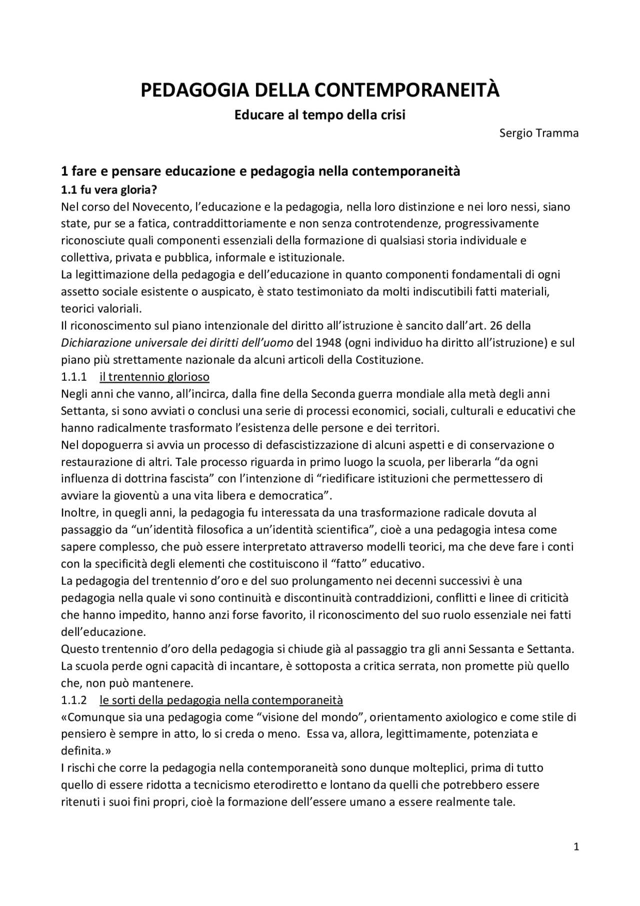 Riassunto Pedagogia Della Contemporaneità Docsity