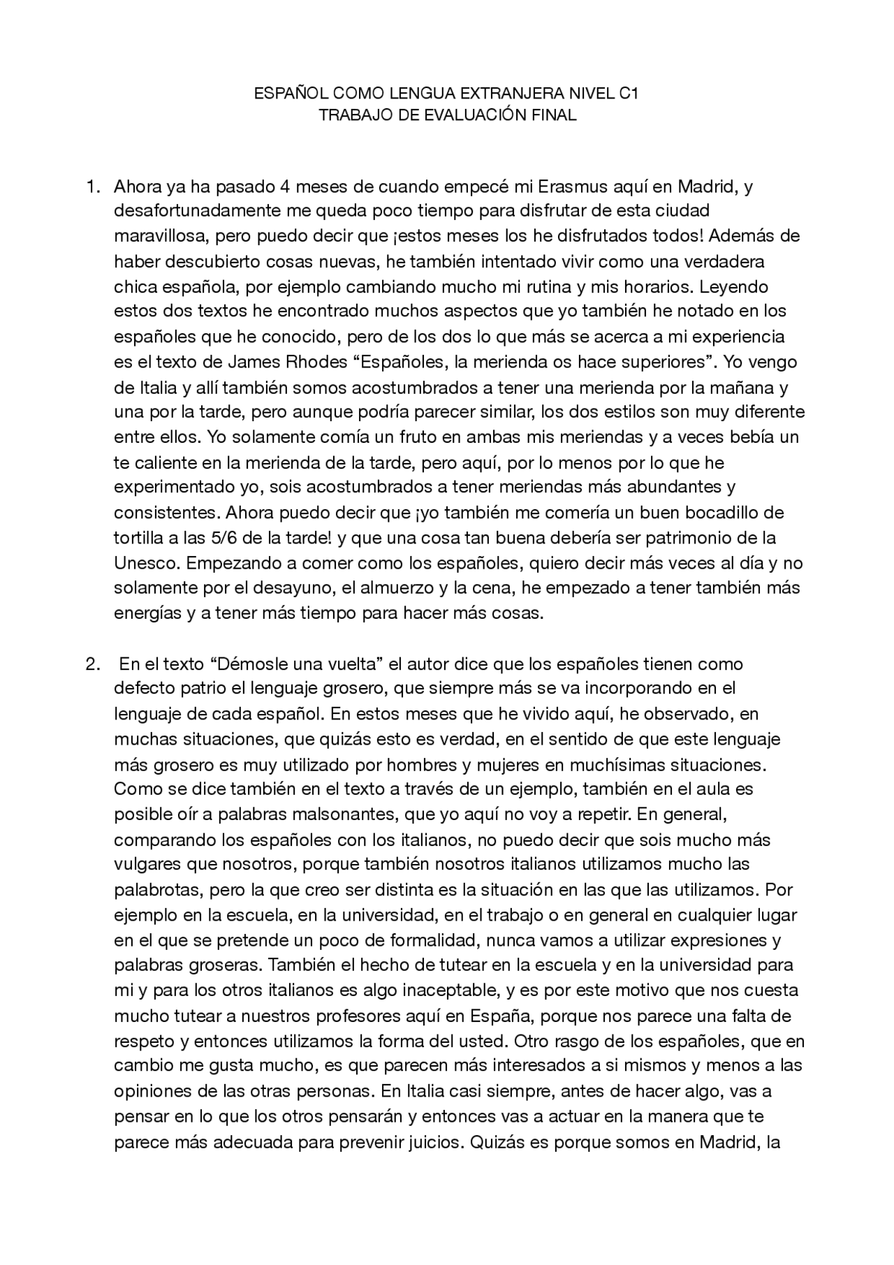 Tarea final de curso - Docsity