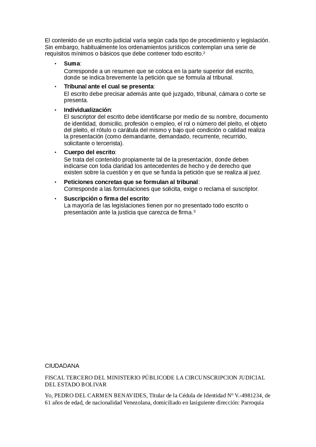 Modelo de escritos formales - Docsity